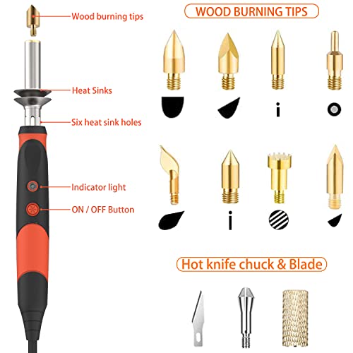 Wood Burning kit, Professional WoodBurning Pen Tool, DIY Creative Tools ,Wood Burner for Embossing/Carving/Pyrography，Suitable for Beginners,Adults