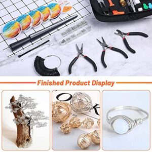 Audab Jewelry Wire Wrapping Jewelry Making Supplies Kit, Ring Sizer Measuring Tools Kit with Jewelry Tools, Ring Craft Wires, Jewelry and Jewelry Findings for Rings Making Jewelry Repair