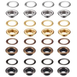 1/4 Inch Grommet Kit 200 Sets Grommets Eyelets with 3 Pieces Install Tool Kit (4 Colors)