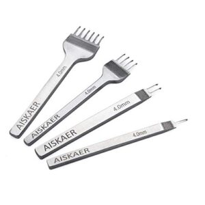 aiskaer white steel 4mm 1/2/4/6 prong diy diamond lacing stitching chisel set leather craft kits