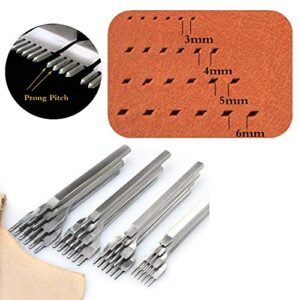 Aiskaer White Steel 4mm 1/2/4/6 Prong DIY Diamond Lacing Stitching Chisel Set Leather Craft Kits