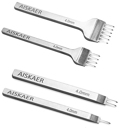 Aiskaer White Steel 4mm 1/2/4/6 Prong DIY Diamond Lacing Stitching Chisel Set Leather Craft Kits