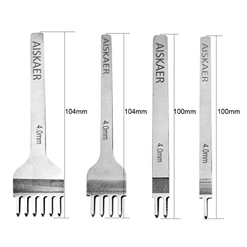 Aiskaer White Steel 4mm 1/2/4/6 Prong DIY Diamond Lacing Stitching Chisel Set Leather Craft Kits