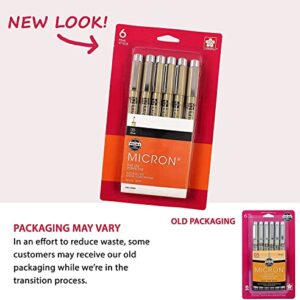 SAKURA Pigma Micron Fineliner Pens - Archival Black Ink Pens - Pens for Writing, Drawing, or Journaling - Black Ink - 05 Point Size - 6 Pack