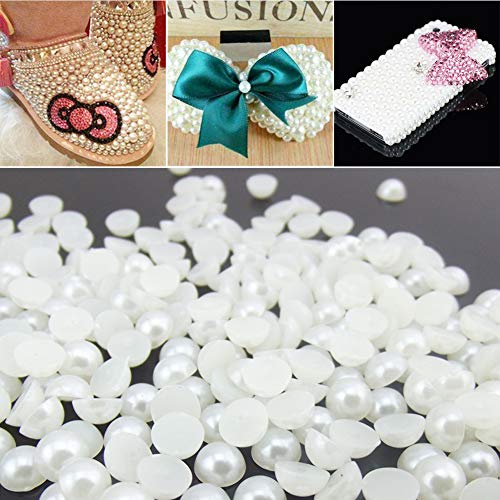 990 Pcs Self Adhesive Pearl Stickers, White Flat Back Pearls Sticker for Face Beauty Makeup Nail Art Cell Phone DIY Crafts Home Decor Scrapbooking Embellishments, 3mm/4mm/5mm/6mm