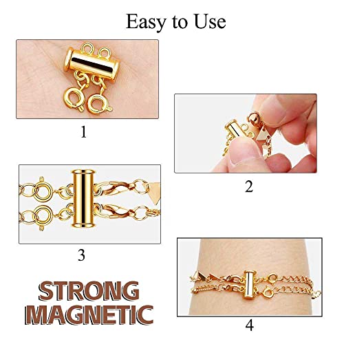 OHINGLT Necklace Layering Clasps Slide Lock Clasp Necklace Connector Multi Strands Slide Tube Clasps