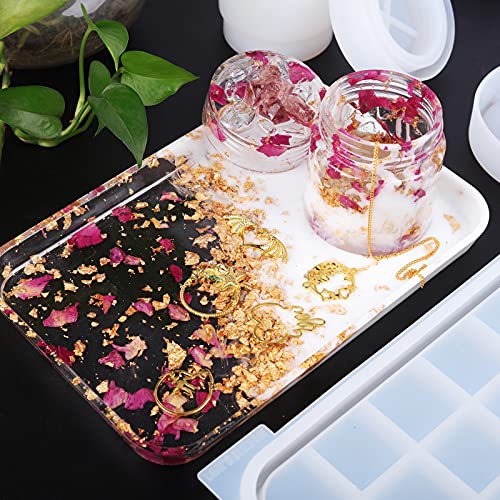 LET'S RESIN Resin Mold Silicone Kit with Resin Rolling Tray Mold, Ashtray Resin Mold, Resin Jar Mold with Lid, Silicone Resin Molds for Casting Resin ,Epoxy Resin,DIY Storage Container