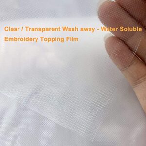 New brothread Light Weight Clear Wash Away - Water Soluble Embroidery Topping Film - 12" x 25 Yd roll - Cut into Various Sizes for Machine Embroidery and Hand Sewing