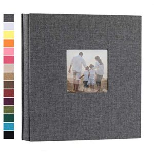 potricher linen hardcover photo album 4×6 600 photos large capacity for family wedding anniversary baby vacation (gray, 600 pockets)