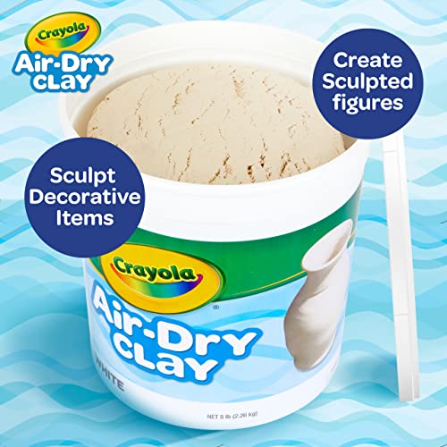 Crayola Air Dry Clay Bucket, No Bake Clay for Kids, Modeling Clay Alternative, 5 lb Resealable Bucket, White