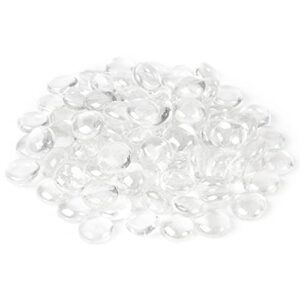 houseables glass stone, clear marbles, pebbles for vases, 5 lb, 400-500 stones, flat bottom, round top, rocks, bowl filler gems, iridescent decor, decorative centerpieces, florist supplies, aquarium