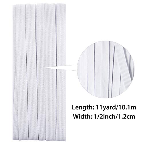 Elastic White Elastic for Sewing Knit Elastic Band (1/2 Inch x 11 Yards)