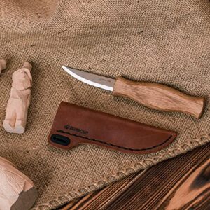 BeaverCraft Sloyd Knife C4s 3.14" Wood Carving Sloyd Knife with Leather Sheath for Whittling and Roughing for Beginners and Profi Durable High Carbon Steel - Spoon Carving Tools Thin Wood Working