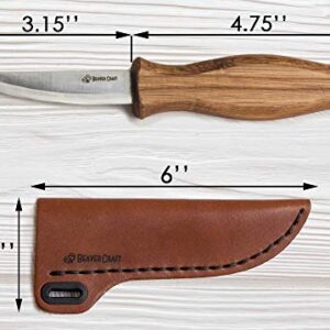 BeaverCraft Sloyd Knife C4s 3.14" Wood Carving Sloyd Knife with Leather Sheath for Whittling and Roughing for Beginners and Profi Durable High Carbon Steel - Spoon Carving Tools Thin Wood Working