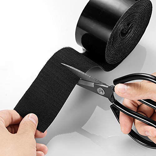 GOHOOK 2 Inch Adhesive Black Hook and Loop Tape - 5 Yards, Heavy Duty Strips/Industrial Strength Sticky Fastener