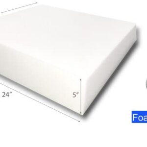 FoamTouch Upholstery Foam Cushion High Density, 5" H X 24" W X 24" L