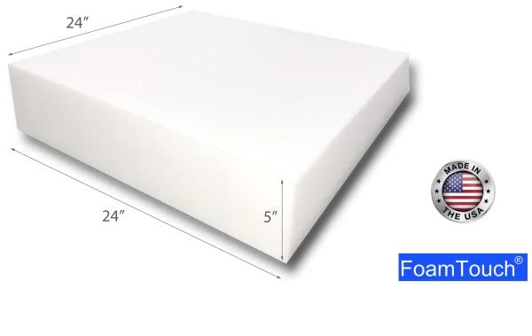 FoamTouch Upholstery Foam Cushion High Density, 5" H X 24" W X 24" L