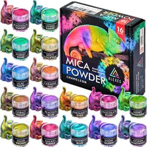 chameleon mica powder – epoxy resin color pigment powder – color shift mica powder – epoxy resin pigment powder 16 colors jars set – chameleon powder – holographic mica powder