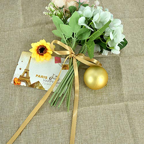 TONIFUL 3/8 Inch x 100yds Gold Satin Ribbon Thin Solid Fabric Ribbons Roll for Gift Wrapping Invitation Floral Hair Balloons Craft Sewing Party Wedding Popsicles Decoration Valentine's Day Bouquet