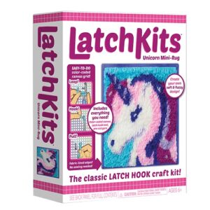 latchkits – unicorn latch hook kit – easy-to-learn craft project – no sewing or cutting – for ages 6+