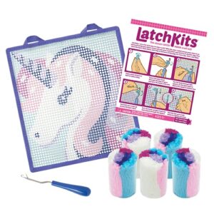 LatchKits – Unicorn Latch Hook Kit – Easy-to-Learn Craft Project – No Sewing Or Cutting – For Ages 6+