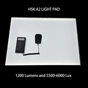 HSK A2 Artist tracing Light Box Copy Table,12V2A Adapter Power Dimmerable 5000 Lux Lock Button Artcraft Light Pad for Tatto Drawing, Sketching, Animation,Diamond Painting