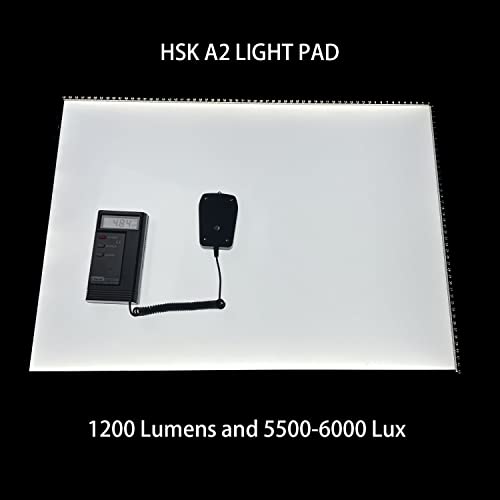 HSK A2 Artist tracing Light Box Copy Table,12V2A Adapter Power Dimmerable 5000 Lux Lock Button Artcraft Light Pad for Tatto Drawing, Sketching, Animation,Diamond Painting