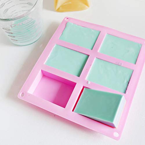 Silicone Soap Molds Set of 3, 6 Cavities DIY Handmade Soap Moulds - Cake Pan Molds for Baking, Biscuit Chocolate Mold, Silicone Soap Bar Mold for Homemade Craft, Ice Cube Tray, Pink