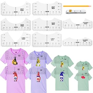 10 pcs tshirt ruler guide vinyl alignment tool – sublimation accessories, t shirt rulers to center designs,for adult youth toddler infant