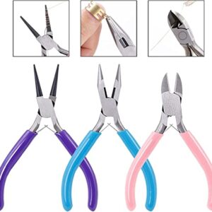 Jewelry Pliers, SONGIN 3 Pack Jewelry Pliers Set Tools Includes Needle Nose Pliers Round Nose Pliers Wire Cutters Chain Nose Pliers for Jewelry Making Repair, Wire Wrapping, Beading and Crafts