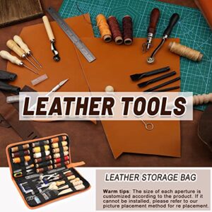 BUTUZE Leather Working Tools, Leather Tool Kit, Practical Leather Craft Kit with Waxed Thread Groover Awl Stitching Punch Hole for Leathercraft Beginner or Adults Gifts - Comes with Tool Manual