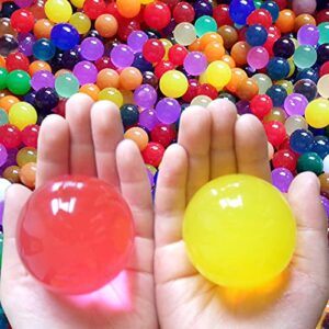 500pcs large water gel beads, jumbo water growing balls for kids non toxic sensory playing ,giant water jelly pearls rainbow mix for plants vase filler,wedding home decoration （color mixing-500pcs）