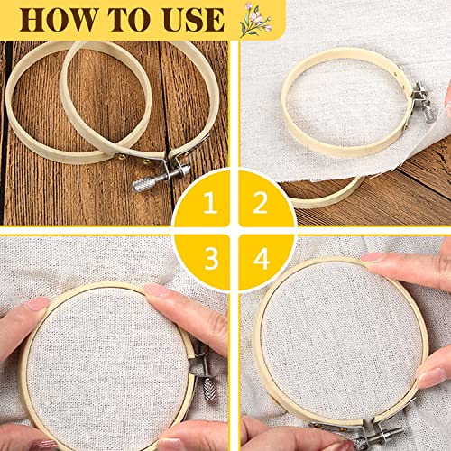 Aoibrloy 5 Pieces Embroidery Hoops Set, 5 Size Bamboo Cross Stitch Hoop 5 Inch to 10 Inch Circle Embroidery Ring for Embroidery, Cross Stitch, Sewing