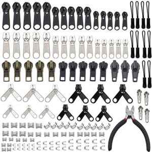 yahoga 143 pcs zipper repair kit zipper replacement with install plier for bags, jackets, tents, backpacks, sleeping bag