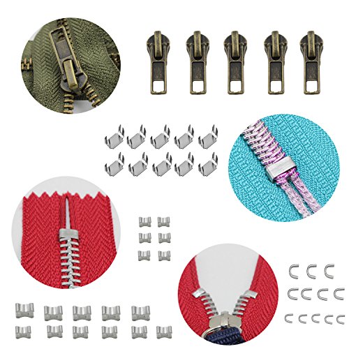 YaHoGa 143 PCS Zipper Repair Kit Zipper Replacement with Install Plier for Bags, Jackets, Tents, Backpacks, Sleeping Bag