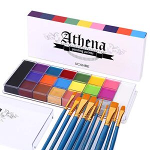 ucanbe face body paint set-athena painting palette,10 professional artist brush,large deep pan ideal for halloween cosplay party sfx arty stage makeup