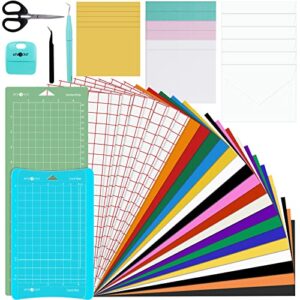 htvront accessories bundle for cricut joy accessories and supplies include weeding tools bundle, heat transfer vinyl, adhensive vinyl sheets for starter kit-38pcs