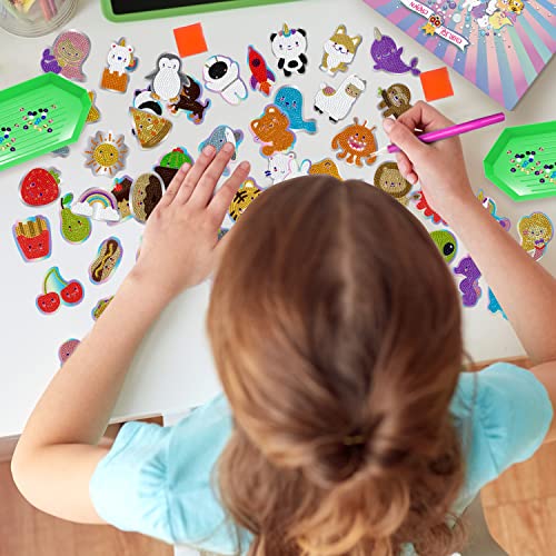 50 Kawaii Diamond Painting Stickers - Kids Diamond Painting Kits for Kids with Holographic Diamond Art Stickers - Diamond Art For Kids Gem Art Kits for Kids - Diamond Painting for Kids Gem Painting