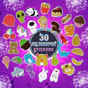 50 Kawaii Diamond Painting Stickers - Kids Diamond Painting Kits for Kids with Holographic Diamond Art Stickers - Diamond Art For Kids Gem Art Kits for Kids - Diamond Painting for Kids Gem Painting