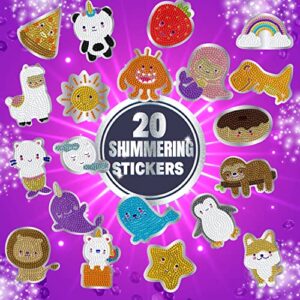 50 Kawaii Diamond Painting Stickers - Kids Diamond Painting Kits for Kids with Holographic Diamond Art Stickers - Diamond Art For Kids Gem Art Kits for Kids - Diamond Painting for Kids Gem Painting