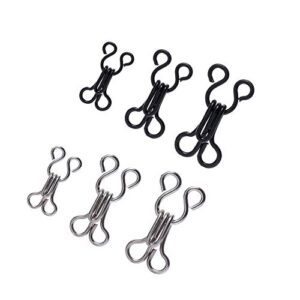 willrain 60 pairs sewing hooks and eyes closure for bra clothing trousers skirt diy craft,3 sizes (silver black)