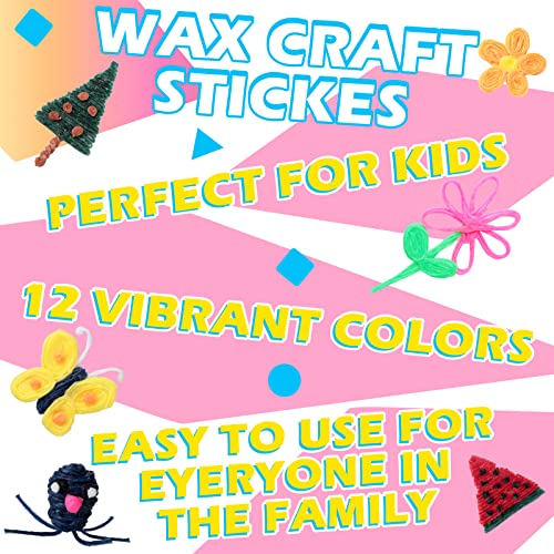 Wax Craft Sticks for Kids Bendable Sticky Yarn Molding Sculpting Sticks in 13 Colors with Plastic Storage Box for Handicraft DIY School Project Supplies (600 Pieces)