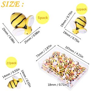 CCOZN 40 Pieces Tiny Resin Bees,Tiny Resin Garden Bumblebees Embellishment Bee Decors with Box DIY Wreath Bees Decoration for DIY Crafts Scrapbooking Party Home Decor