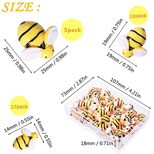 CCOZN 40 Pieces Tiny Resin Bees,Tiny Resin Garden Bumblebees Embellishment Bee Decors with Box DIY Wreath Bees Decoration for DIY Crafts Scrapbooking Party Home Decor