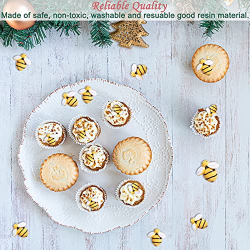 CCOZN 40 Pieces Tiny Resin Bees,Tiny Resin Garden Bumblebees Embellishment Bee Decors with Box DIY Wreath Bees Decoration for DIY Crafts Scrapbooking Party Home Decor