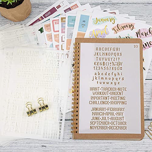 Easy to Use Stencil Set for Dotted Journals - Time Saving Planner Accessories/Supplies Kit Makes Creating Layouts Easy - Incl. Bullet Point Checklists, Daily/Weekly/Monthly Calendars