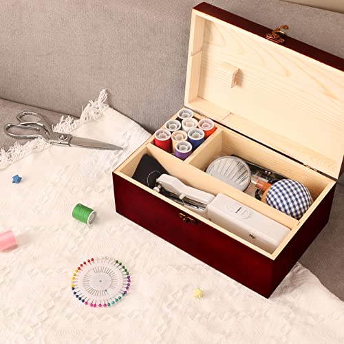 Handheld Sewing Machine, Hand held Sewing Device Heavy duty, Hand Sewing Machine Portable, Wooden Sewing Box with 153 Pcs Sewing Kit