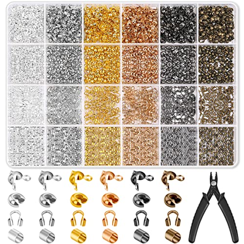 2220 Pieces Crimp Beads for Jewelry Making, Acejoz Knot Covers, Crimp Bead Covers, Crimp Tubes and Wire Guardians with Crimping Pliers for DIY Jewelry Bracelets Necklaces Making