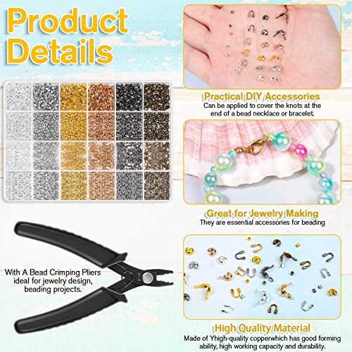 2220 Pieces Crimp Beads for Jewelry Making, Acejoz Knot Covers, Crimp Bead Covers, Crimp Tubes and Wire Guardians with Crimping Pliers for DIY Jewelry Bracelets Necklaces Making