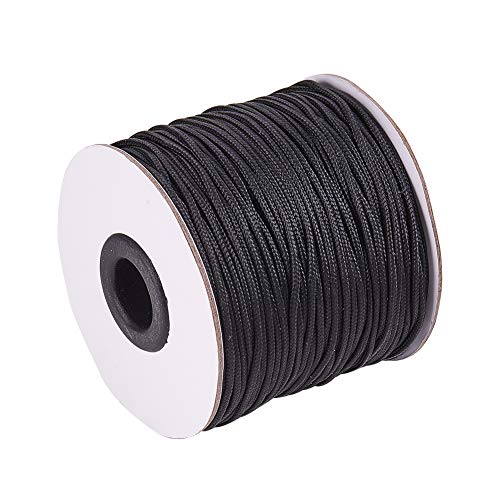 PH PandaHall 1.5mm 100 Yards Black Nylon Cord Wind Chime Cord Replacement Braided Lift Shade Blind String for Windows Roman Rollers Repair Gardening Plant Waist Beading String for Chinese Knotting